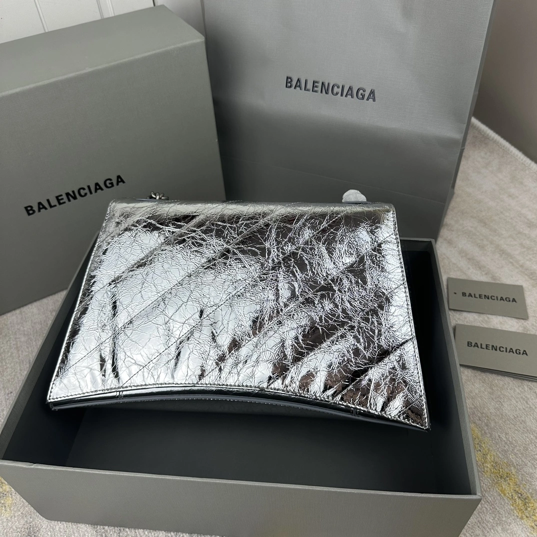 Perfect replica Balenciaga Medium Silver Crush Hourglass Chain Bag