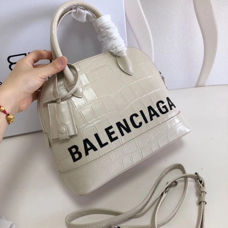 Indistinguishable Balenciaga Milk White Crocodile Effect Shell Bag - 26cm