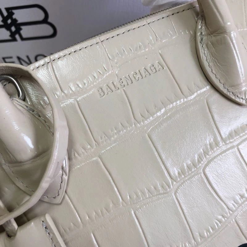 Indistinguishable Balenciaga Milk White Crocodile Effect Shell Bag - 26cm