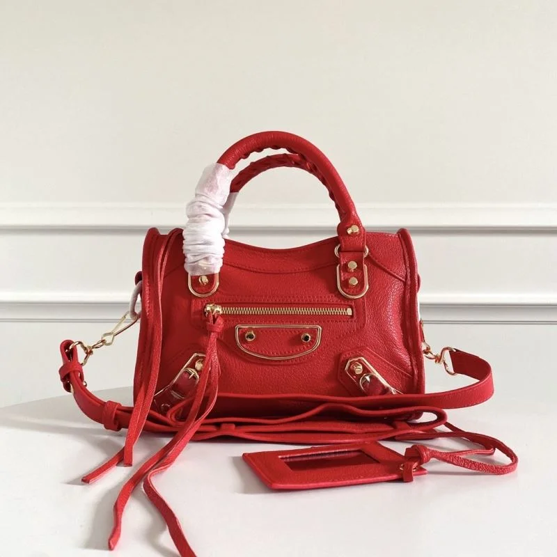 Balenciaga Mini  Goatskin Motorcycle Bag with Gold Buckle