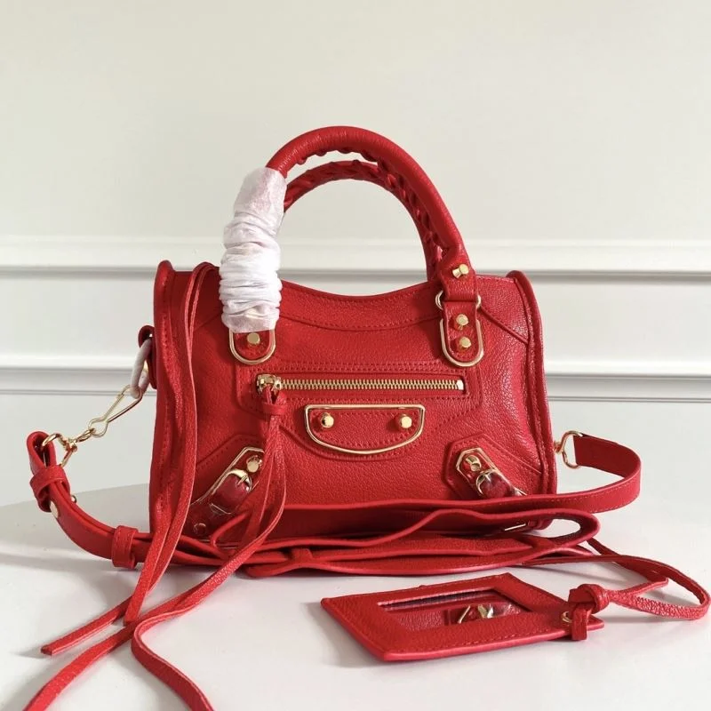 Affordable Balenciaga Mini  Goatskin Motorcycle Bag with Gold Buckle