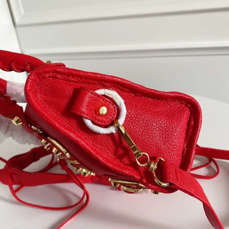 Affordable Balenciaga Mini  Goatskin Motorcycle Bag with Gold Buckle