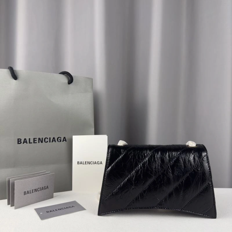 Genuine Balenciaga Mini Black Gold Crush Hourglass Quilted Chain Bag