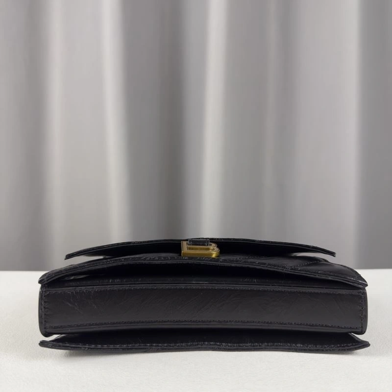 Genuine Balenciaga Mini Black Gold Crush Hourglass Quilted Chain Bag