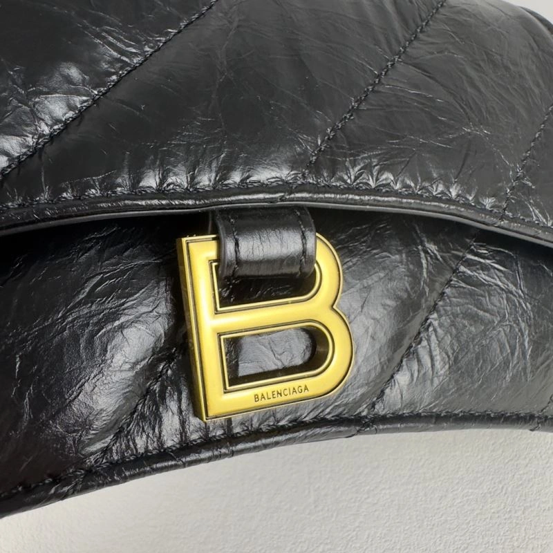 Genuine Balenciaga Mini Black Gold Crush Hourglass Quilted Chain Bag