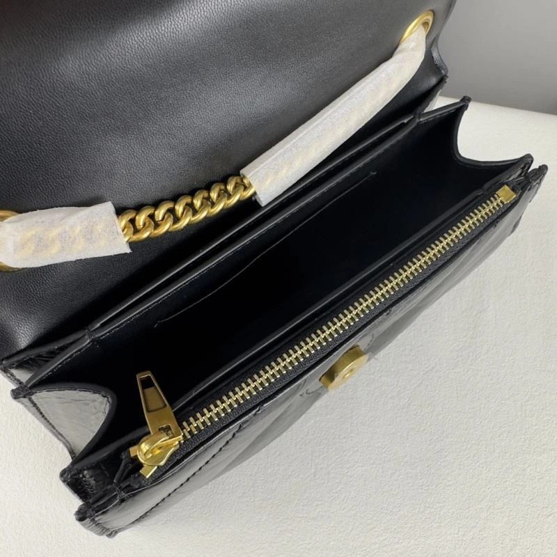Genuine Balenciaga Mini Black Gold Crush Hourglass Quilted Chain Bag