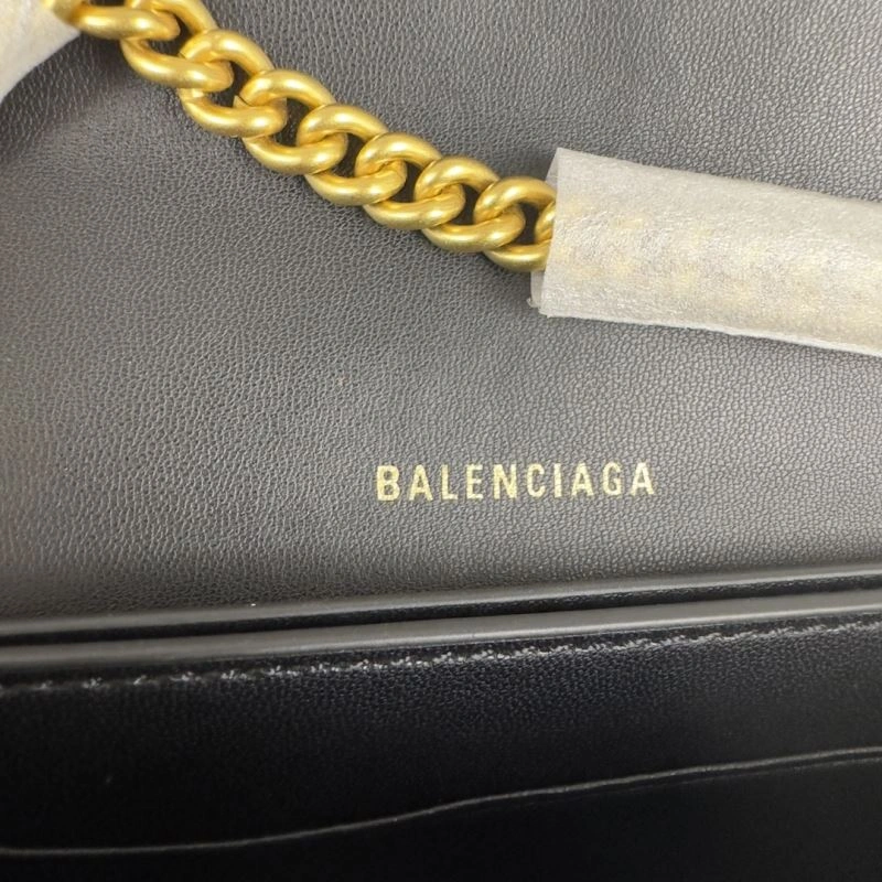 Genuine Balenciaga Mini Black Gold Crush Hourglass Quilted Chain Bag