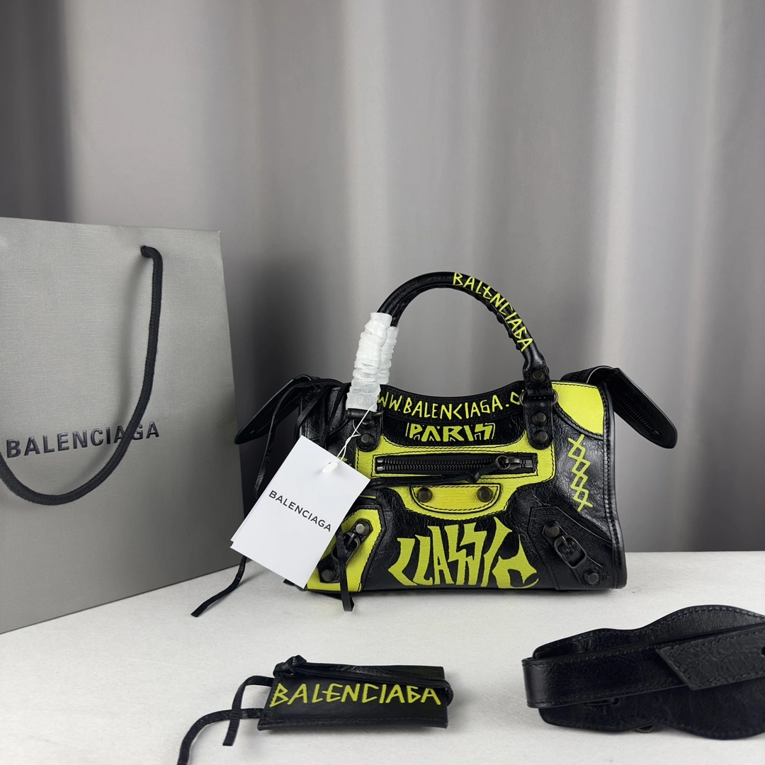Balenciaga Mini City Graffiti Lambskin Handcrafted Bag 24cm