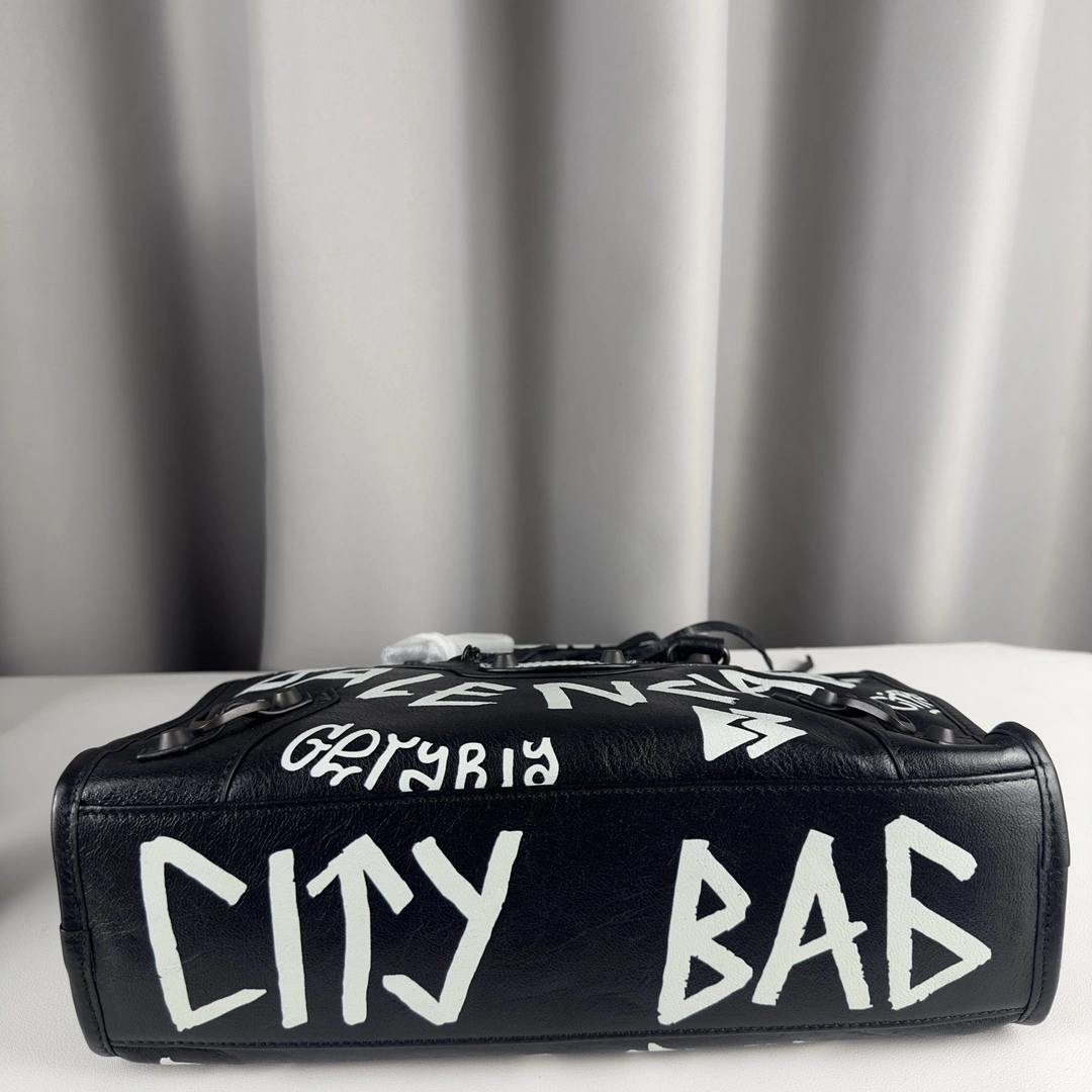 Original Balenciaga Mini City Graffiti Sheepskin Handcrafted Bag 30cm