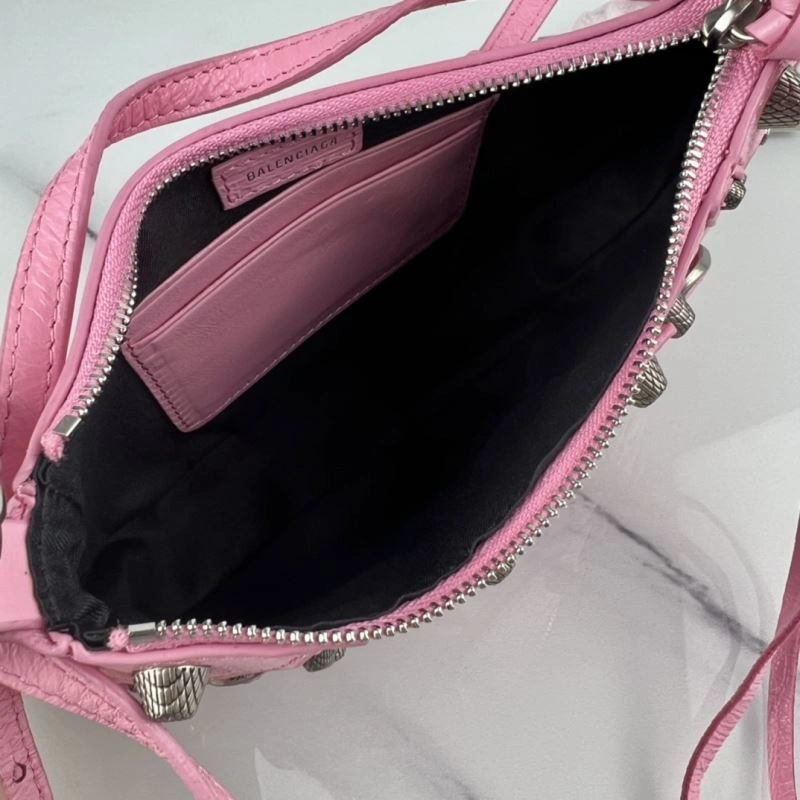Low-cost Balenciaga Mini Crackle Pink Le Cagole Bag with Silver Buckle