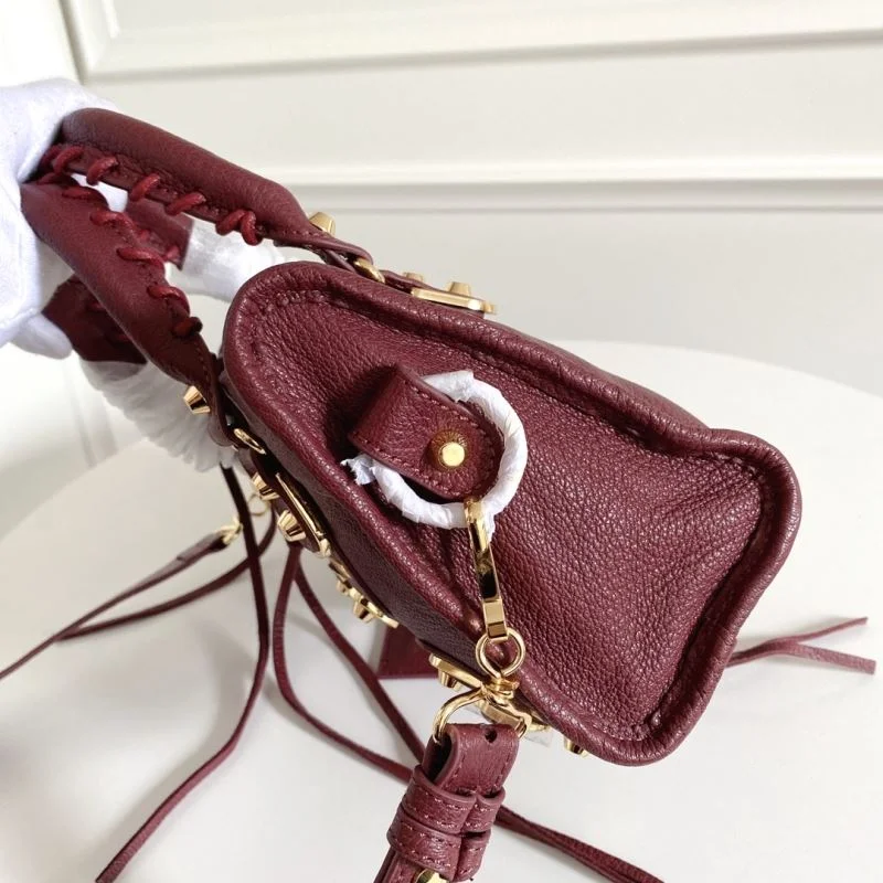 Top mirror Balenciaga Mini Goat Leather Motorcycle Bag with Gold Buckle