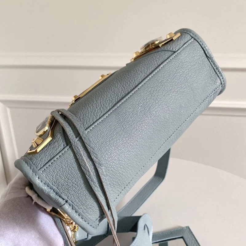 Affordable Balenciaga Mini Goatskin Motorcycle Bag with Gold Buckle - Water Blue