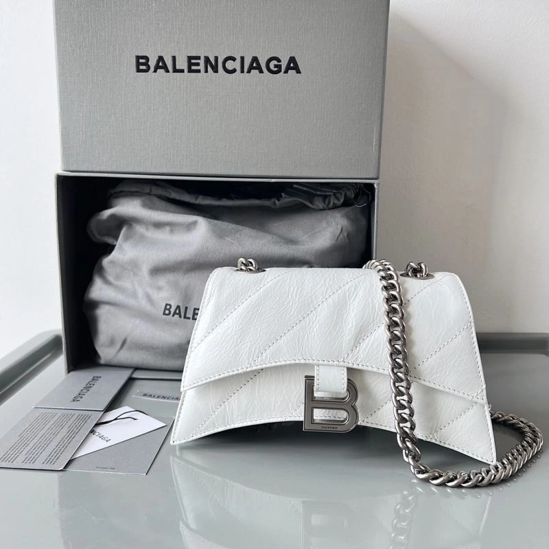 Balenciaga Mini Hourglass Cracked Leather Crush Handbag