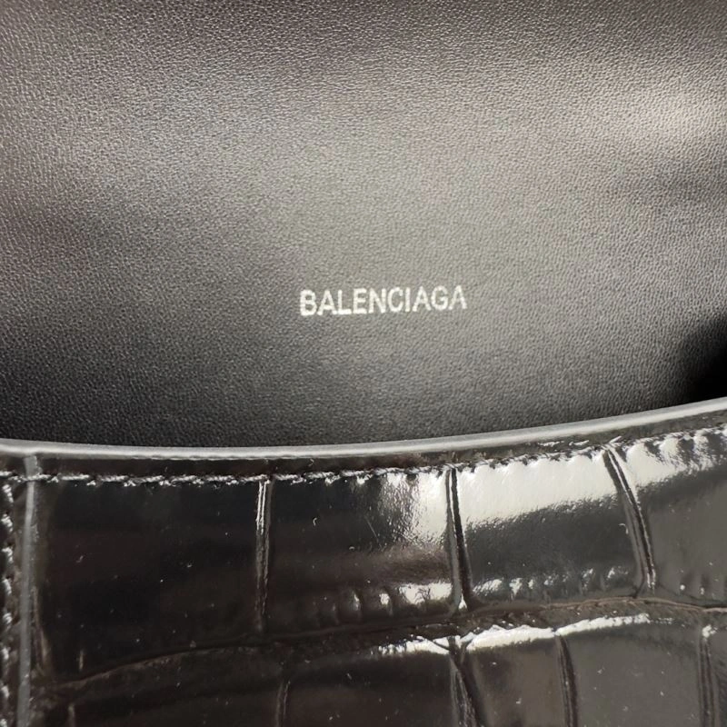 Factory-made Balenciaga Mini Hourglass Croc-Pattern Bag in Black