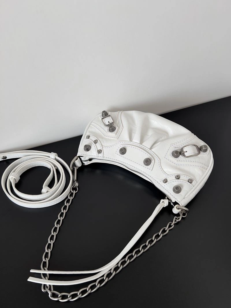 Exact replica Balenciaga Mini Le Cagole Half-Moon Handbag with Double Strap