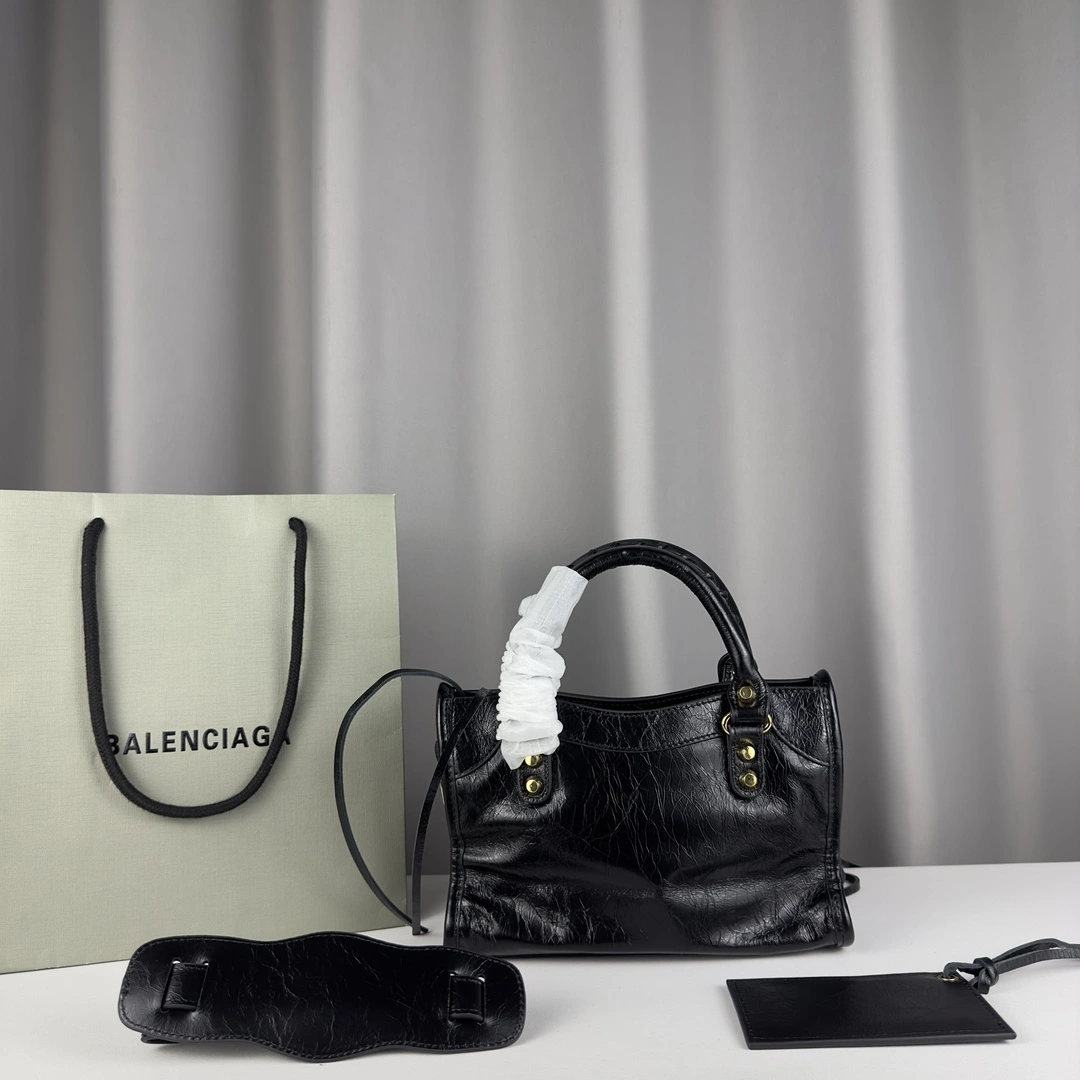 Official Balenciaga Mini Motorcycle Bag - Logo Print with Gold Studs