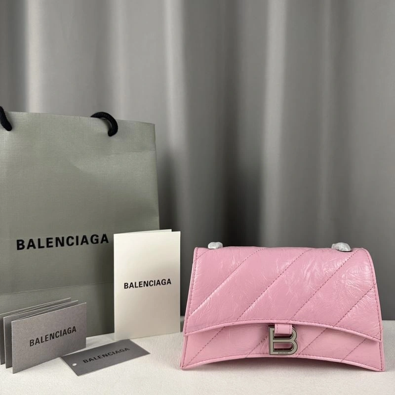 Balenciaga Mini Pink Crush Hourglass Quilted Chain Bag
