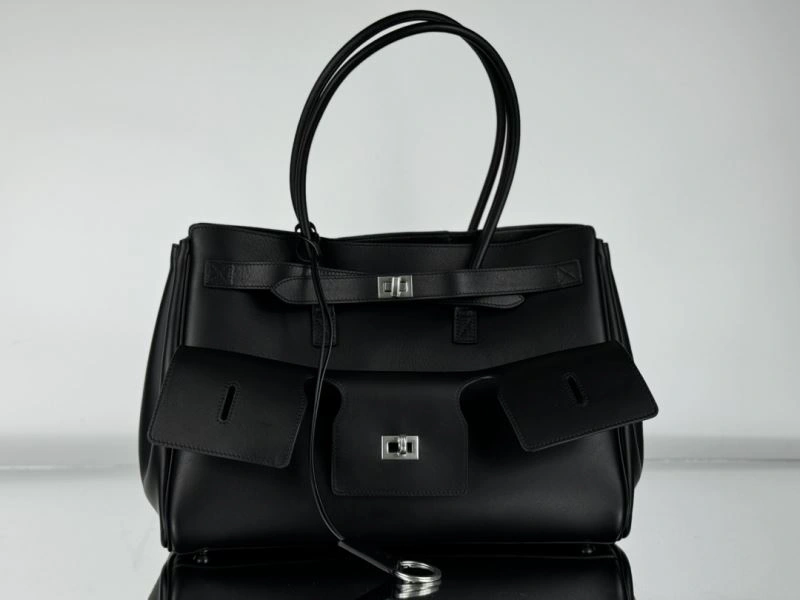 Balenciaga Minimalist Black Silver Bel-Air Calfskin Shoulder Bag