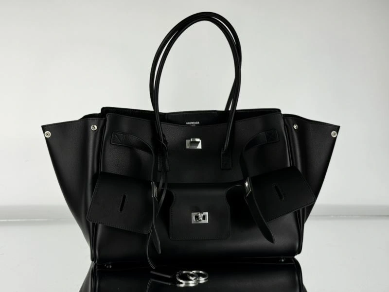 OEM Balenciaga Minimalist Black Silver Bel-Air Calfskin Shoulder Bag