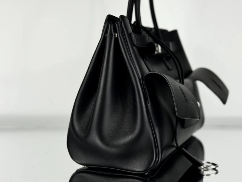 OEM Balenciaga Minimalist Black Silver Bel-Air Calfskin Shoulder Bag