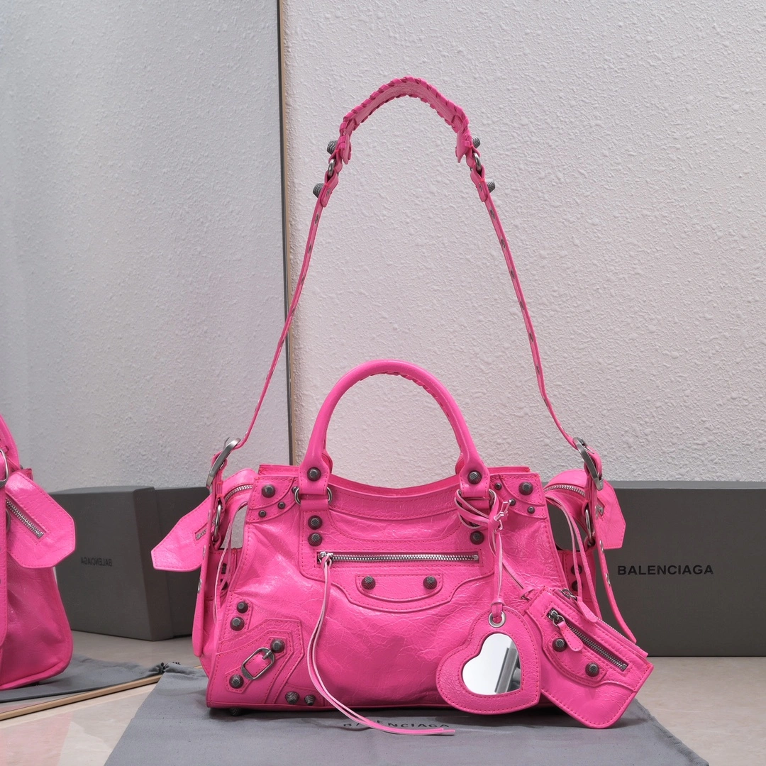 Balenciaga NEO CAGOLE Distressed Lambskin Trapezoid Bag