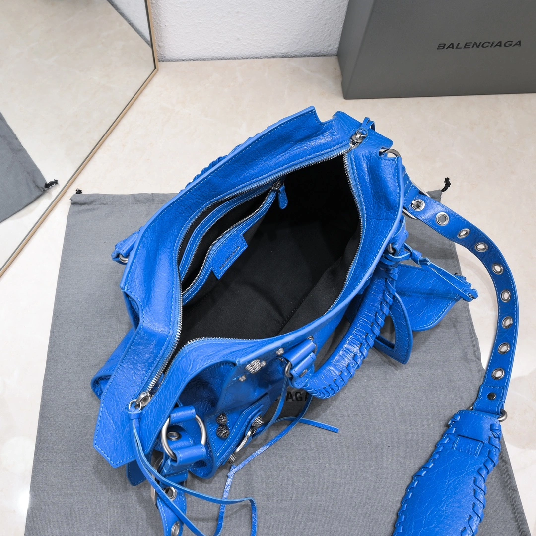 Real Balenciaga NEO CAGOLE Medium Cracked Lambskin Trapezoidal Bag