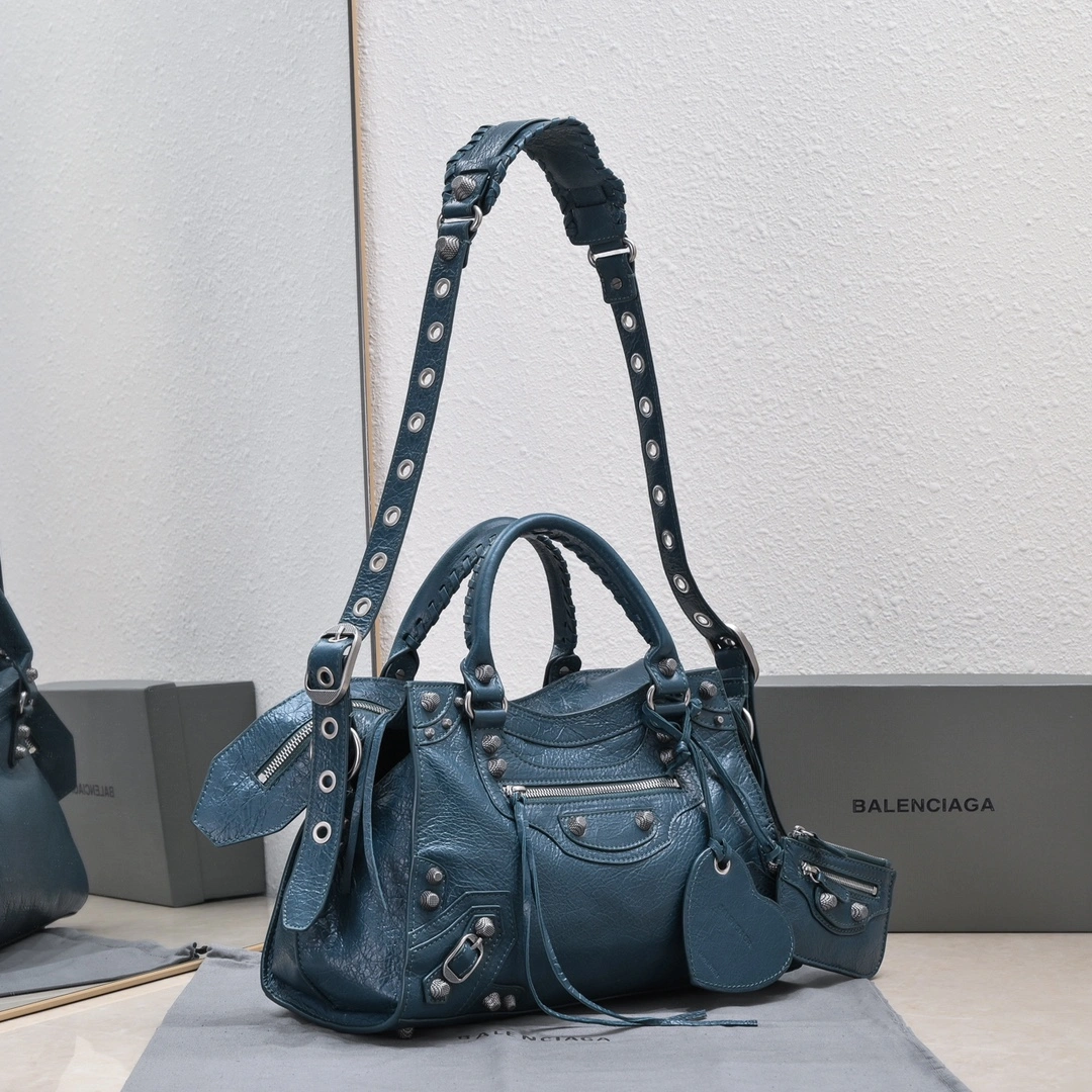 Brand-authenticated Balenciaga NEO CAGOLE Medium Motorcycle Trapezoid Bag Set