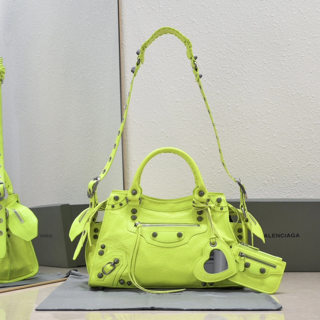Balenciaga NEO CAGOLE Vintage Cracked Lambskin Crossbody Bag