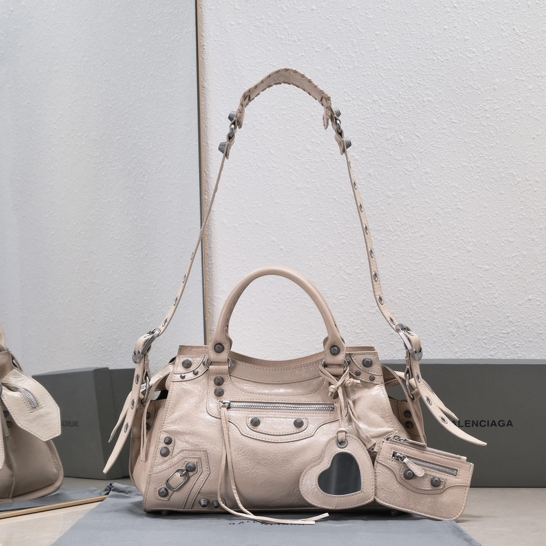 Balenciaga NEO CAGOLE Vintage Cracked Lambskin Trapezoid Bag