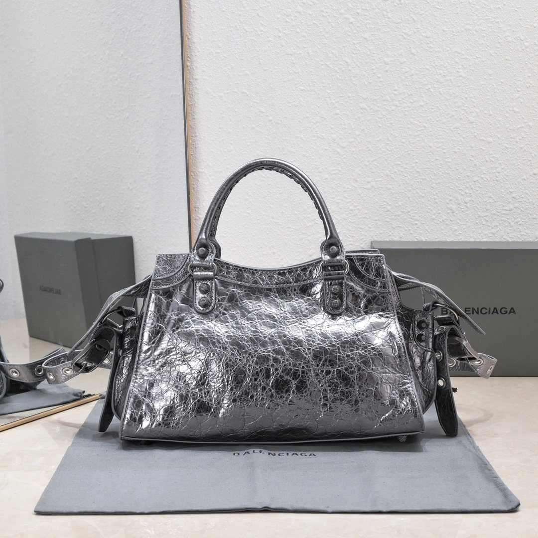 Official Balenciaga NEO CAGOLE Vintage Leather Trapezoid Bag with Accessories