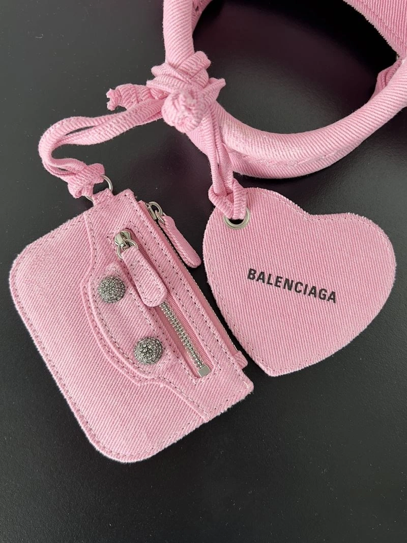 Brand-original Balenciaga Neo Cagole Distressed Denim Motorcycle Bag