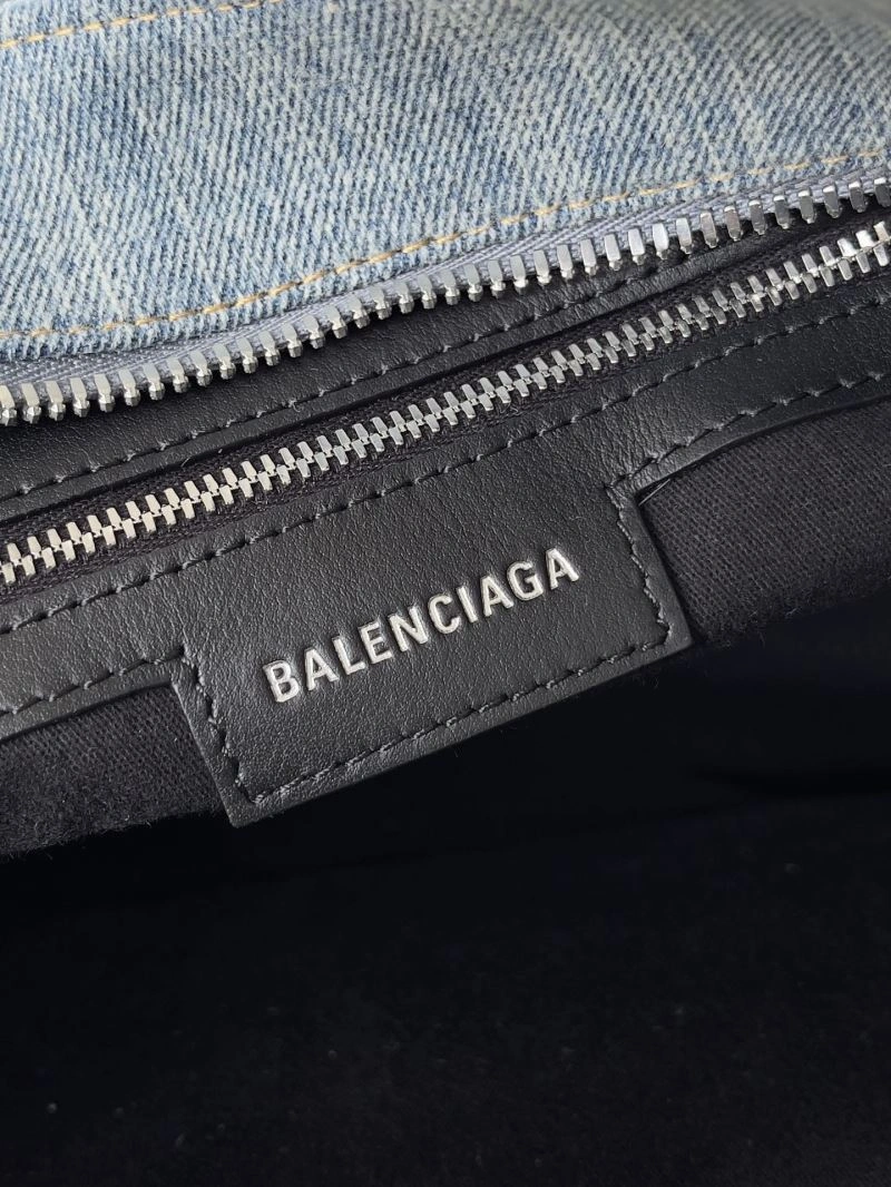 Discounted Balenciaga Neo Cagole Distressed Denim Motorcycle Bag
