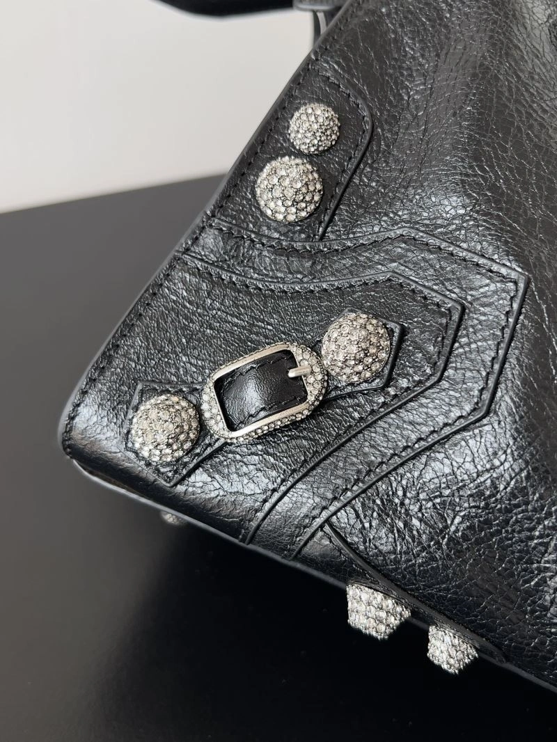 Original Balenciaga Neo Cagole Distressed Lambskin Motorcycle Bag with Heart Mirror