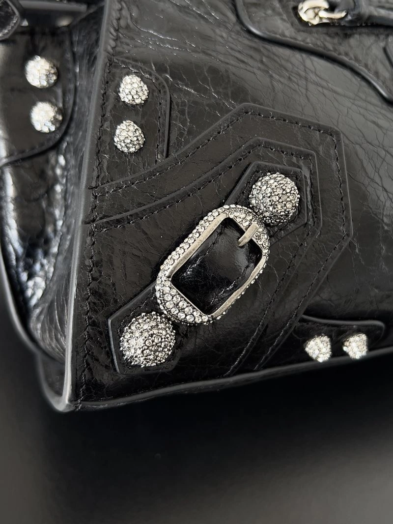 Indistinguishable Balenciaga Neo Cagole Distressed Lambskin Motorcycle Bag with Mirror