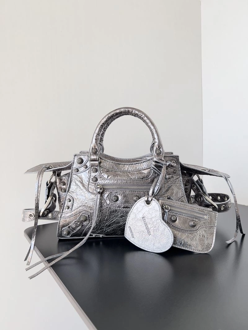 Balenciaga Neo Cagole Distressed Lambskin Motorcycle Bag
