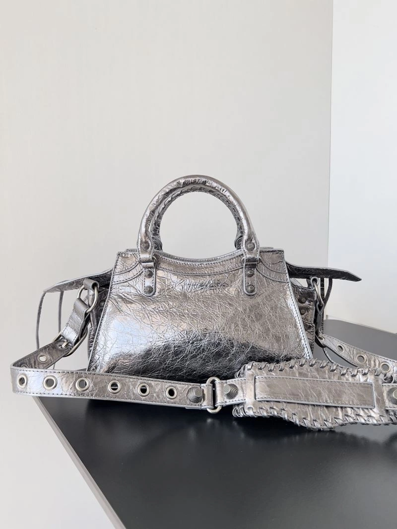 Official Balenciaga Neo Cagole Distressed Lambskin Motorcycle Bag