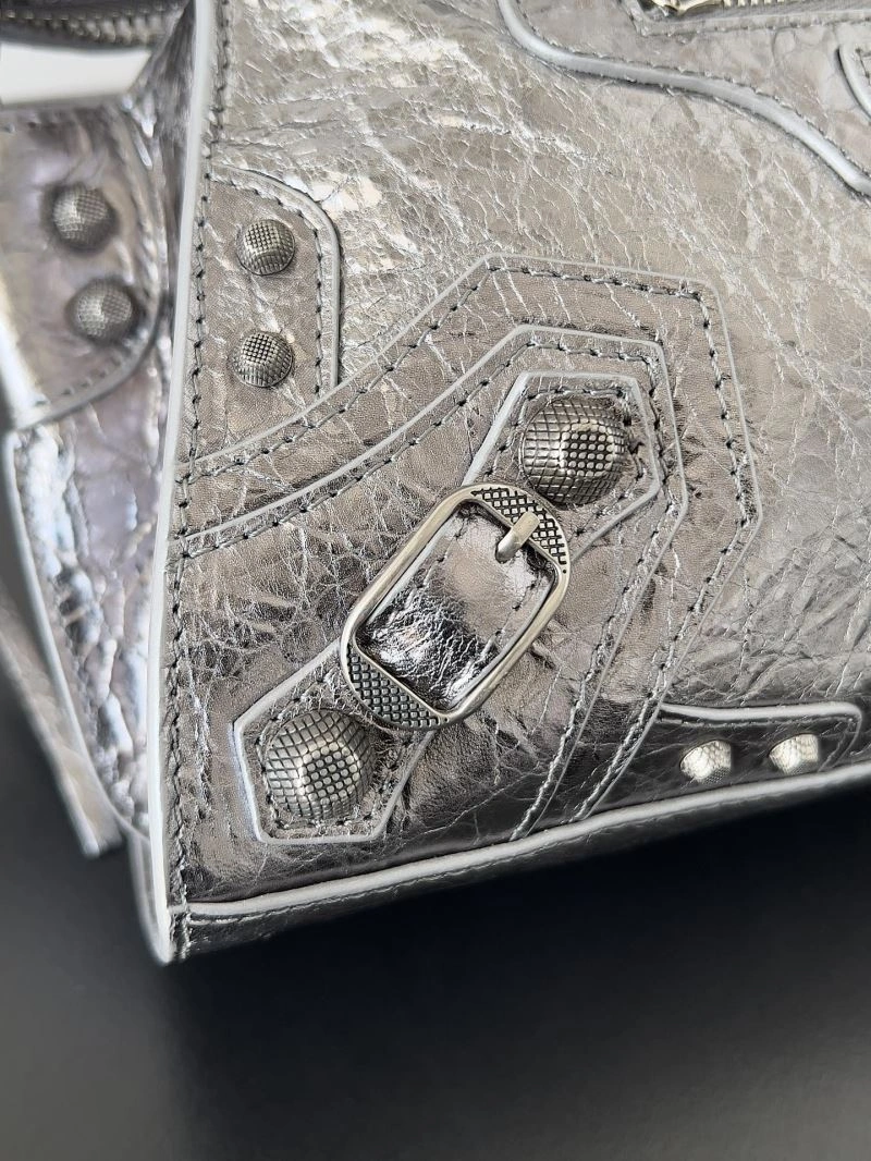 Official Balenciaga Neo Cagole Distressed Lambskin Motorcycle Bag
