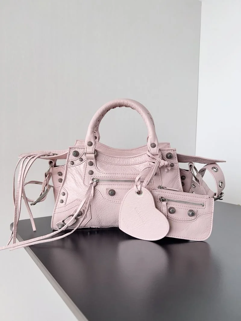 Balenciaga Neo Cagole Distressed Lambskin Motorcycle Bag