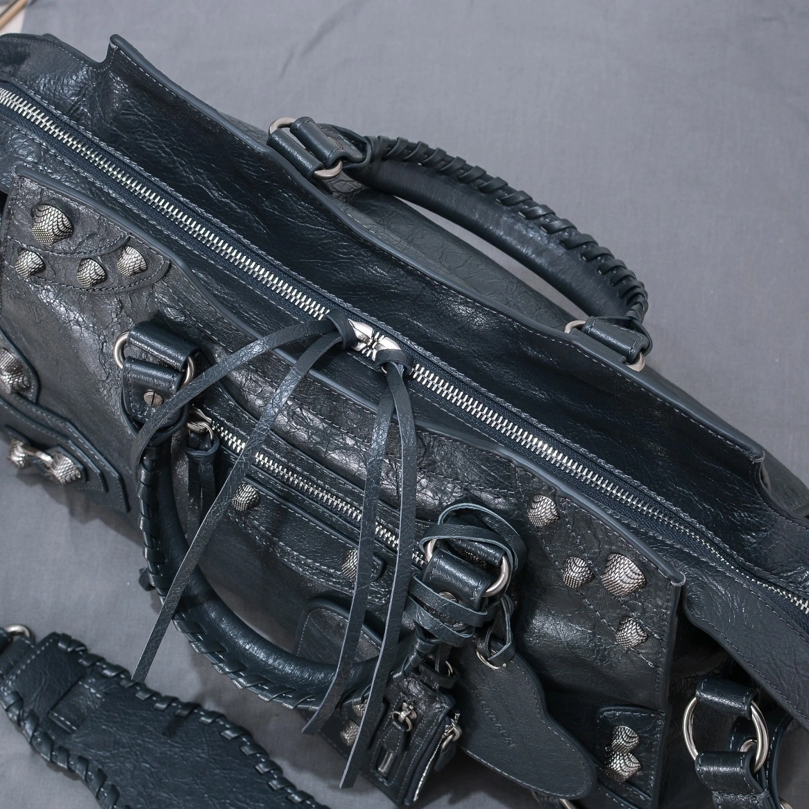 Budget-friendly Balenciaga Neo Cagole Gray Lambskin Motorcycle Bag