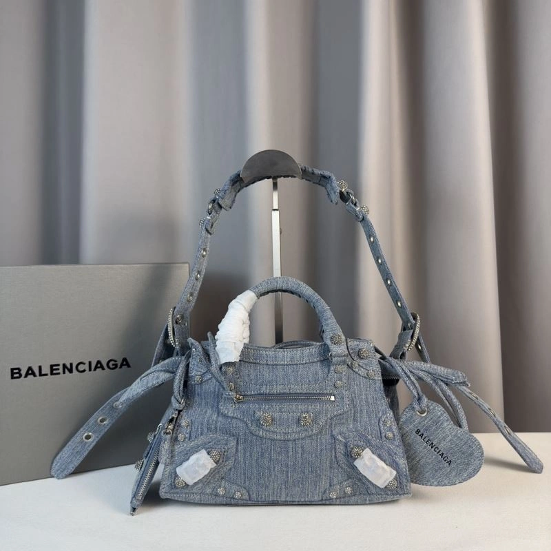 Balenciaga Neo Cagole Heart Mirror Denim Motorcycle Bag