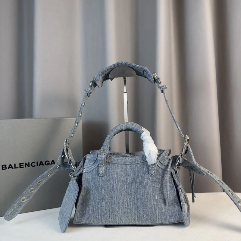 Genuine Balenciaga Neo Cagole Heart Mirror Denim Motorcycle Bag