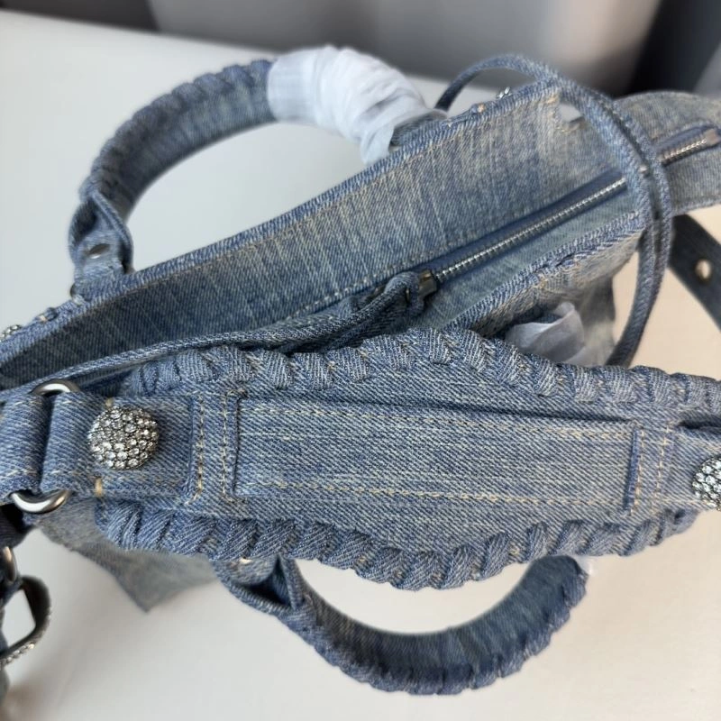 Genuine Balenciaga Neo Cagole Heart Mirror Denim Motorcycle Bag