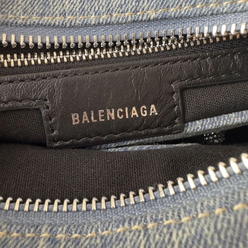 Genuine Balenciaga Neo Cagole Heart Mirror Denim Motorcycle Bag