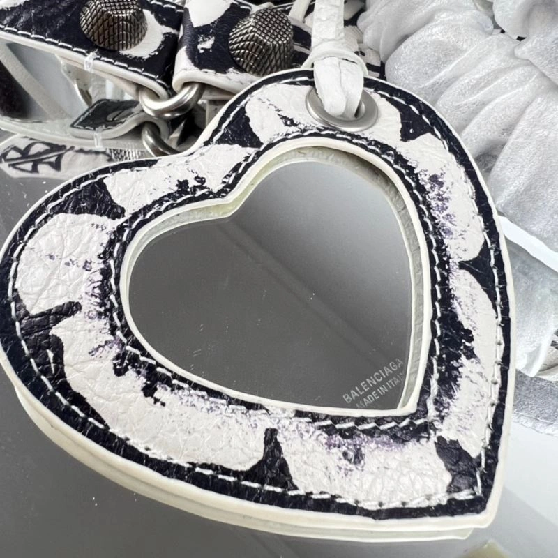 Top match Balenciaga Neo Cagole Heart Mirror Motorcycle Bag