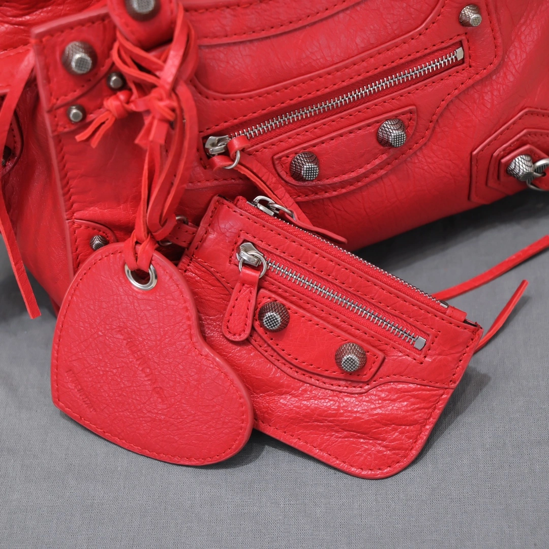 High accuracy Balenciaga Neo Cagole Heart Mirror Red Lambskin Bag