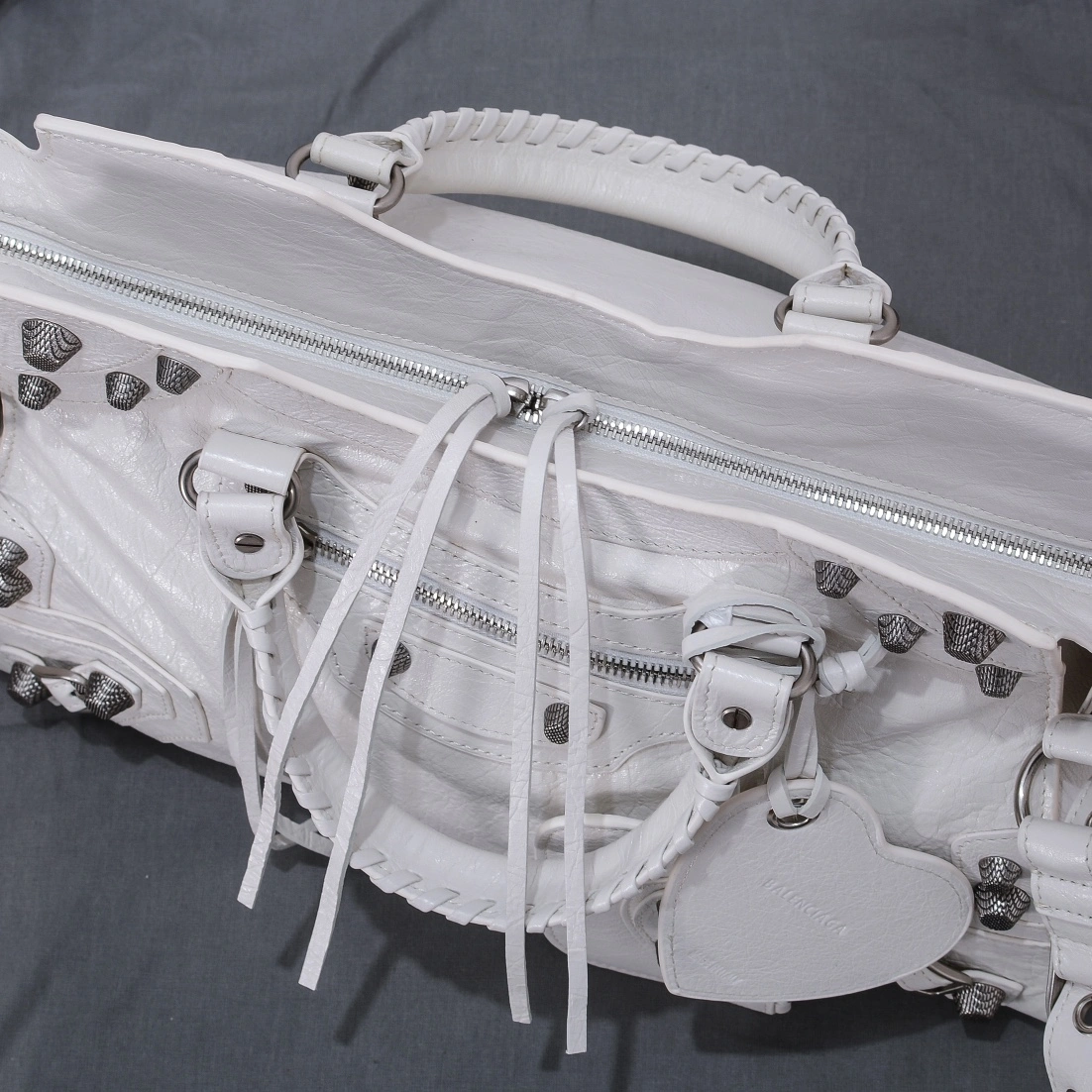 Legit Balenciaga Neo Cagole Large White Motorcycle Bag