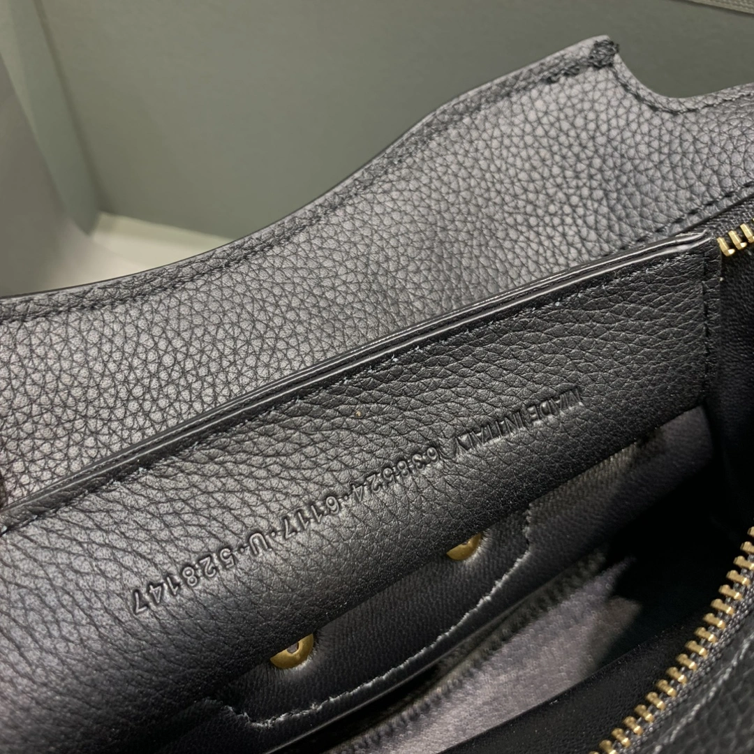 Indistinguishable Balenciaga Neo Classic Black Litchi Motorcycle Bag with Gold Accents