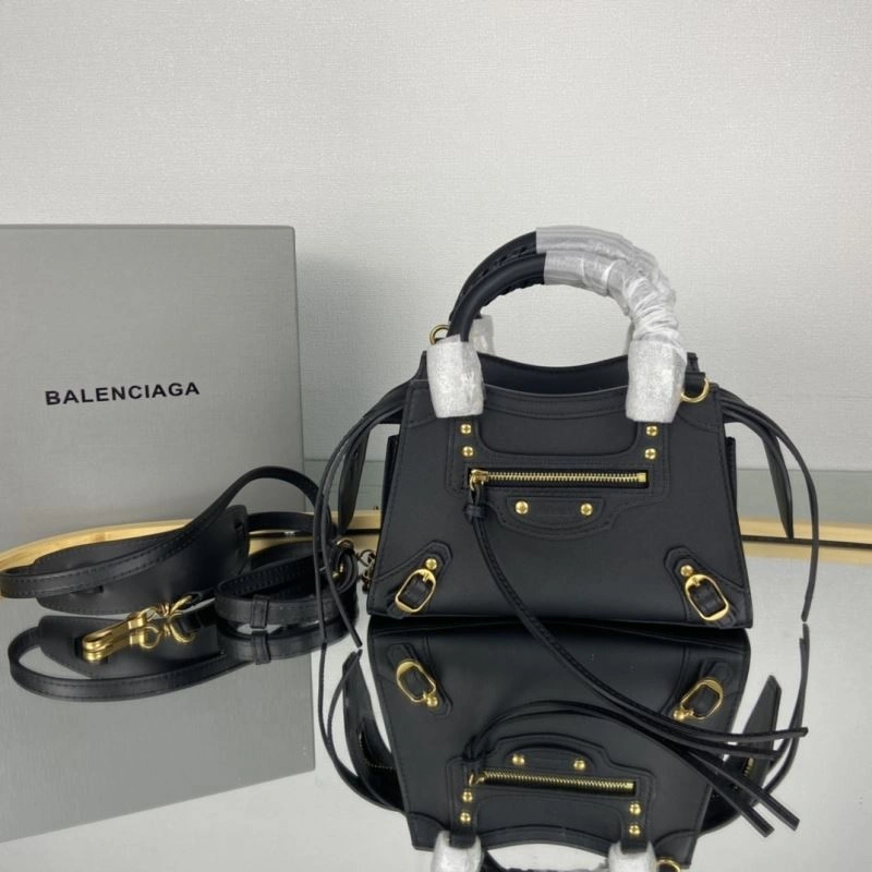 Balenciaga Neo Classic Black Motorcycle Bag with Gold Studs