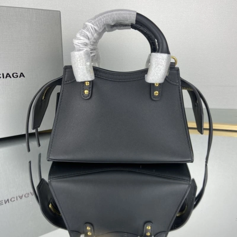 Real Balenciaga Neo Classic Black Motorcycle Bag with Gold Studs