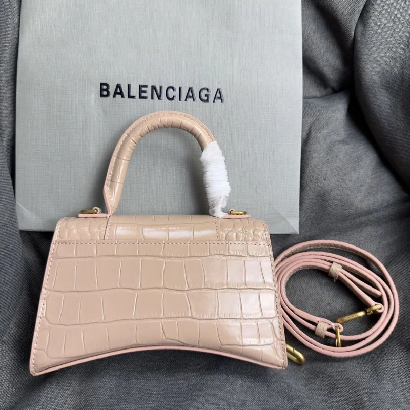 Cut-rate Balenciaga Nude Pink Crocodile Hourglass XS Bag with Gold Buckle